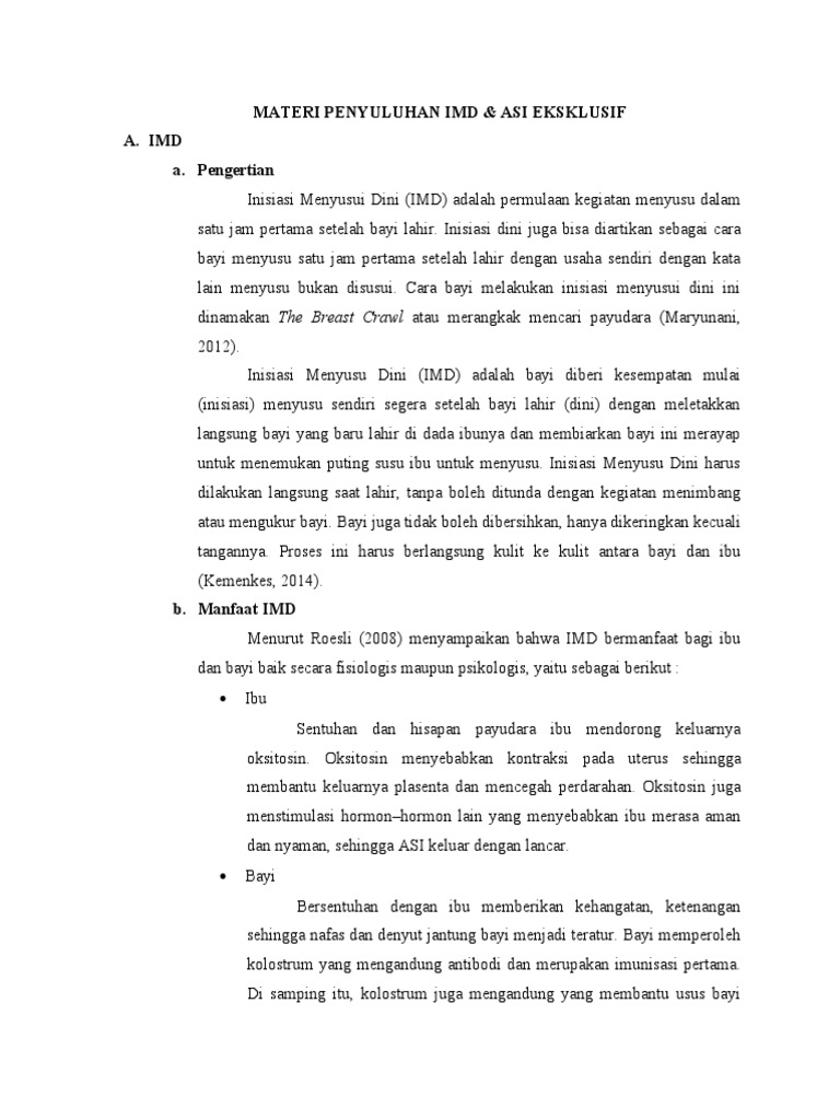 MATERI PENYULUHAN IMD Dan ASI EKSKLUSIF | PDF