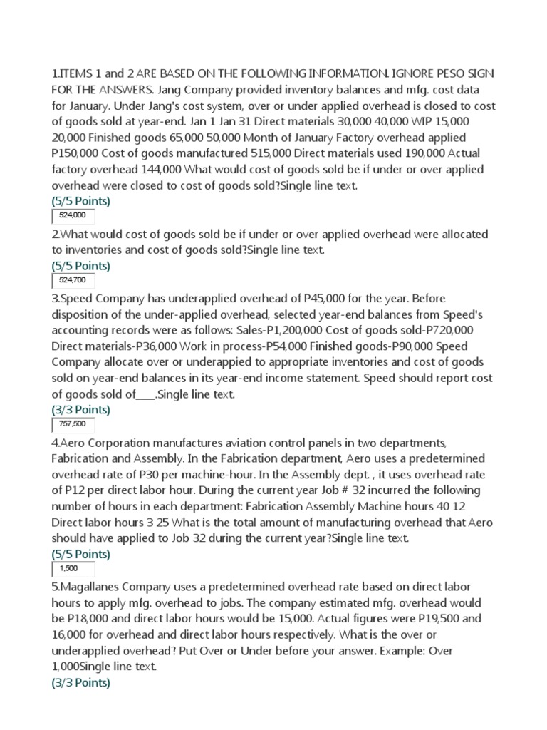 Cost Accounting Midterm Exam Review | PDF | Cost Of Goods Sold ...