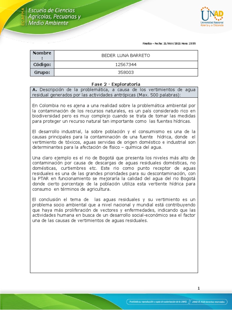 Fase 2 - Exploratoria 1 | PDF | Contaminación | Tecnología Ambiental
