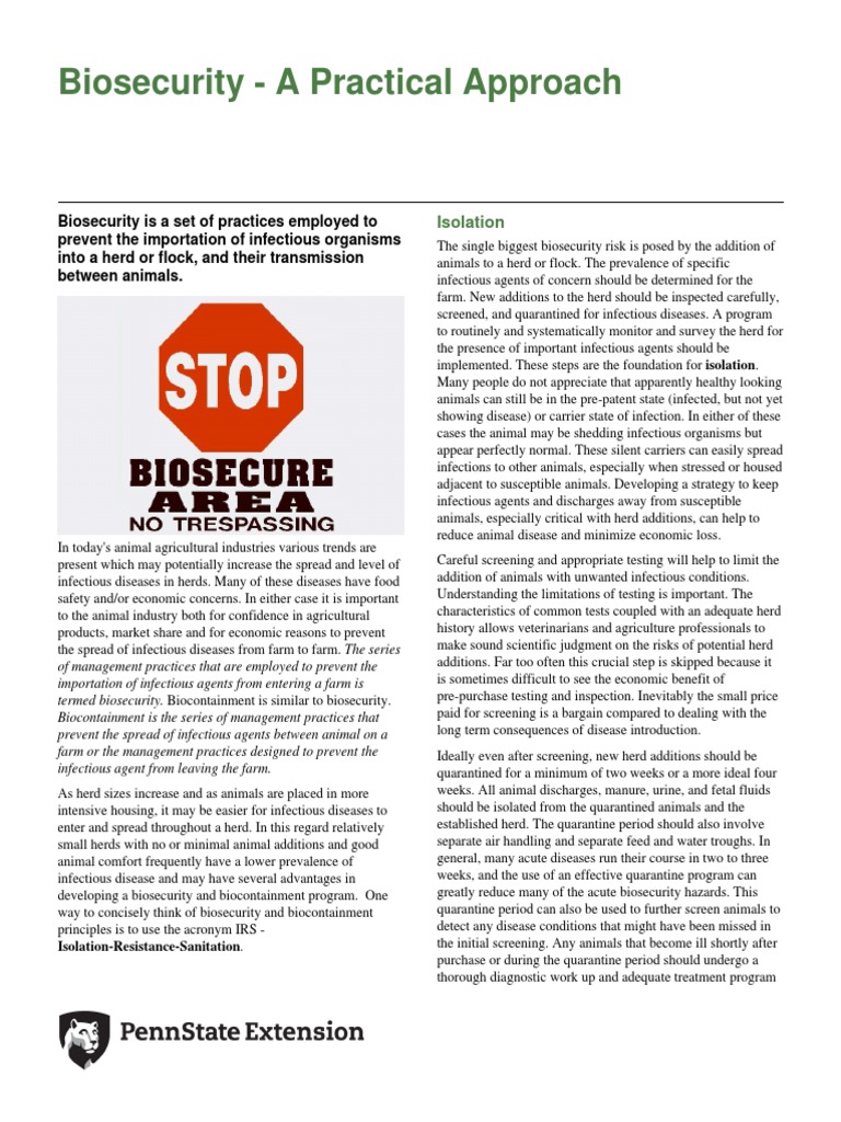 01 Biosecurity - A Practical Approach - Art-2749 | PDF | Infection ...