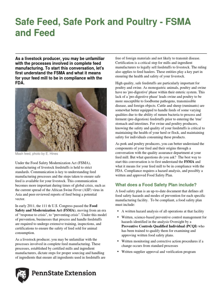 03 Safe Feed Safe Pork and Poultry - Art-5855 | PDF | Food Safety | Foods