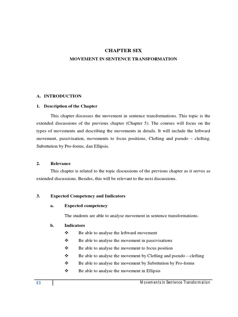 English Syntax 6 - Movements in Sentence Transformations | PDF ...