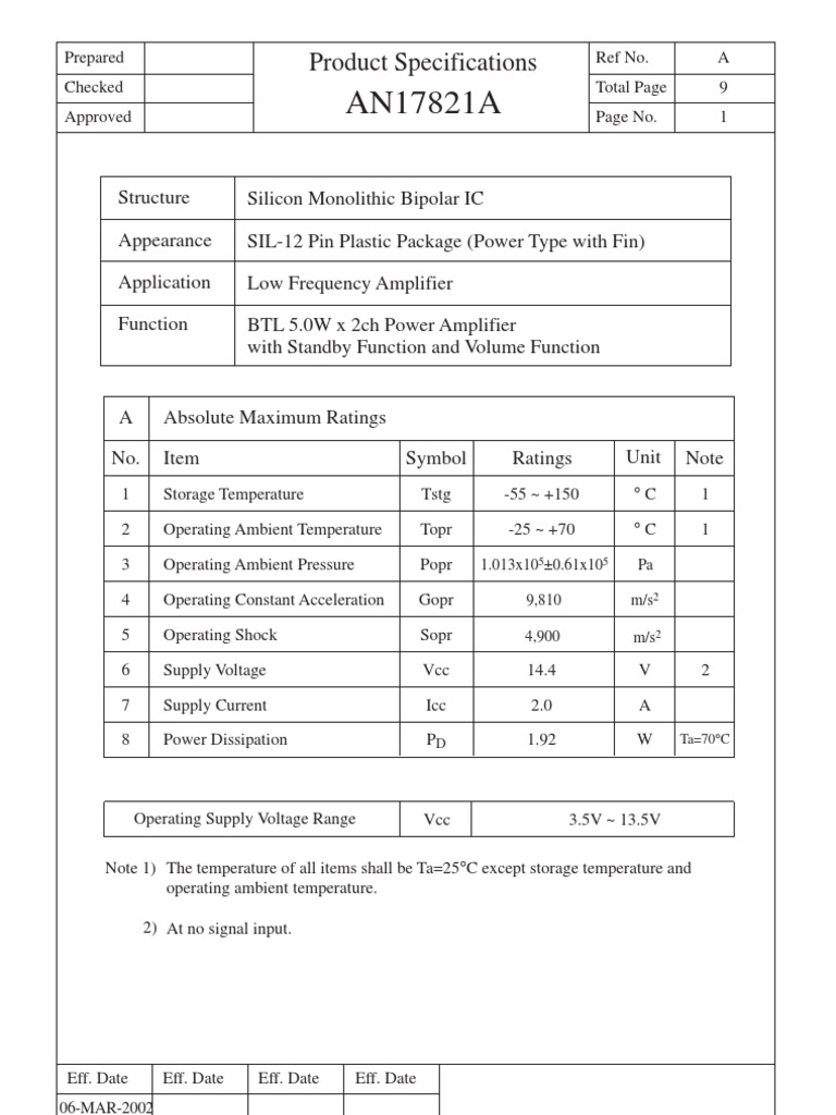 Product Specifications: 1.013x10 0.61x10 Pa 9,810 M/s 4,900 M/s | PDF ...