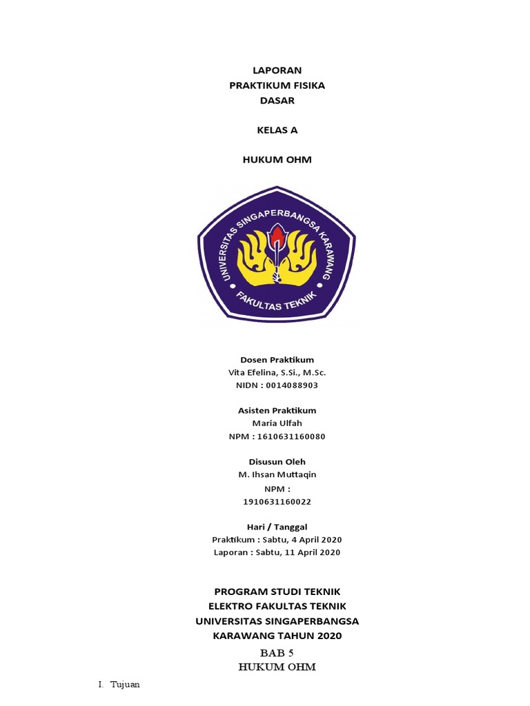 Modul 5 - Hukum Ohm - Muhammad Ihsan Muttaqin - 1910631160022 - A2019 | PDF