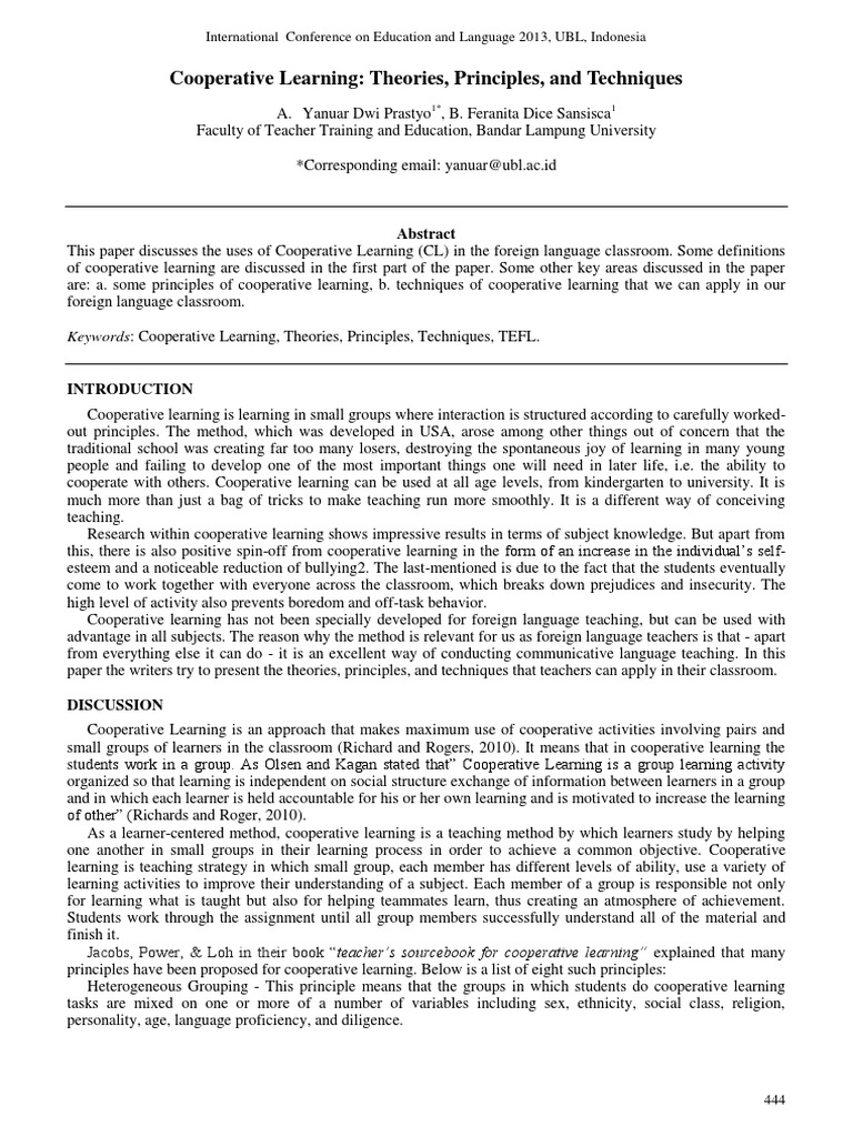 Cooperative Learning Theory | PDF | Language Education | Learning