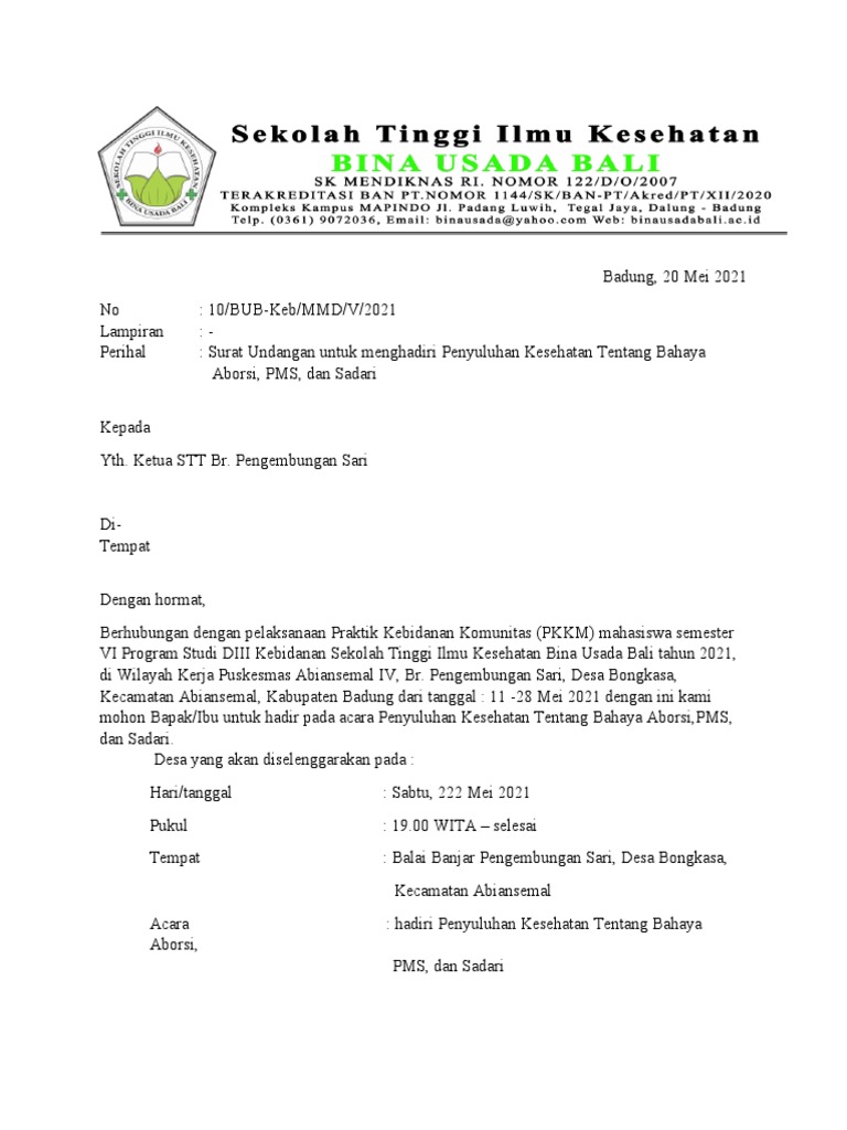 Surat Ketua STT | PDF