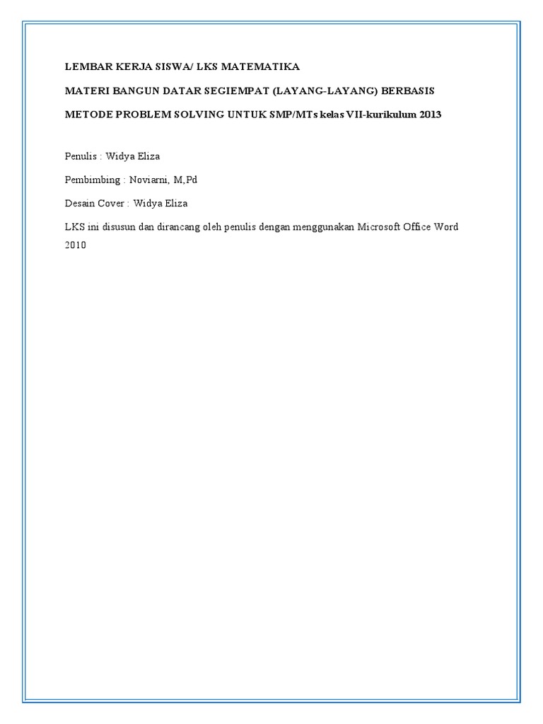 Lembar Kerja Siswa 3 | PDF | Metode & Bahan Ajar | Griya & Taman