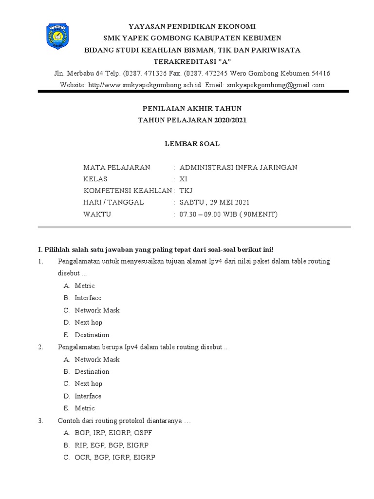 TKJ-ADM. INFRASTRUKTUR JARINGAN - Google Formulir | PDF | Teknologi ...