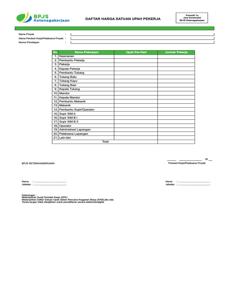 Formulir 1A Jasa Konstruksi | PDF