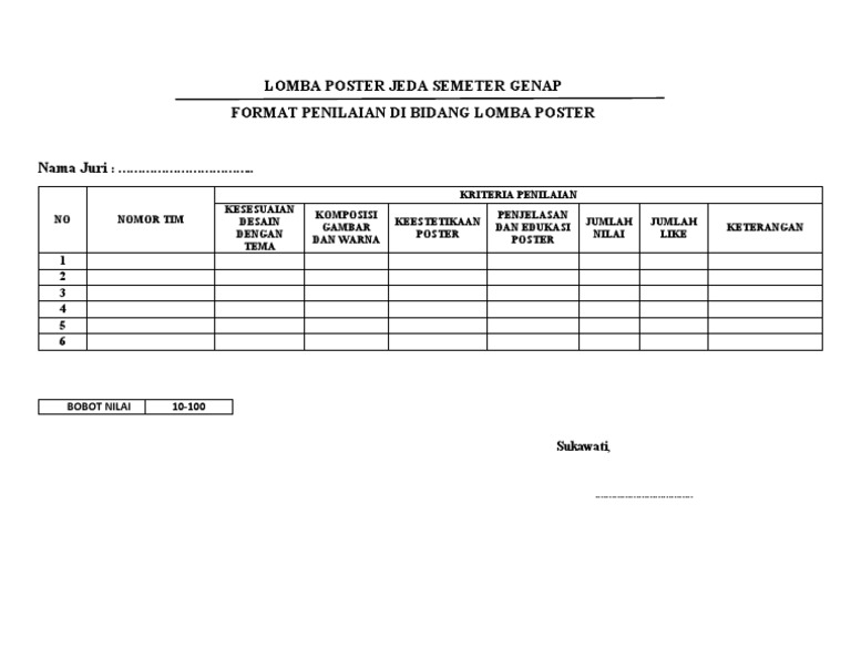 Format Penilaian Lomba POSTER | PDF