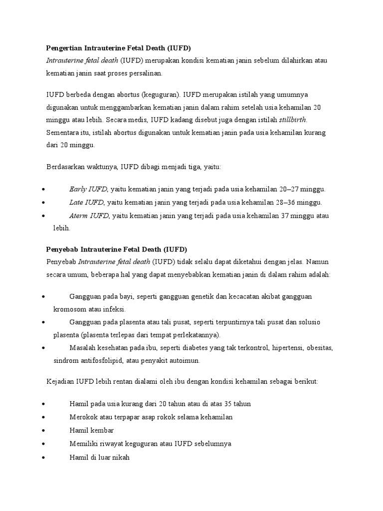 IUFD Intrauterine Fetal Death | PDF