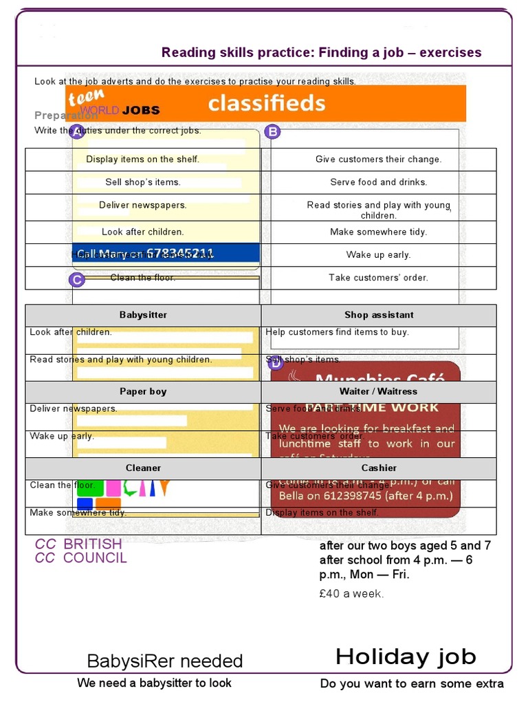 Finding - A - Job - Exercises - 2 READING | PDF | Business