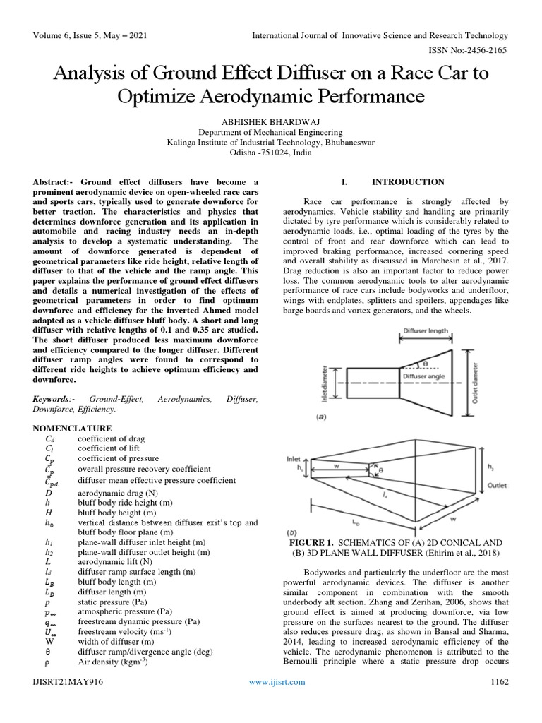 Analysis of Ground Effect Diffuser On A Race Car To Optimize ...