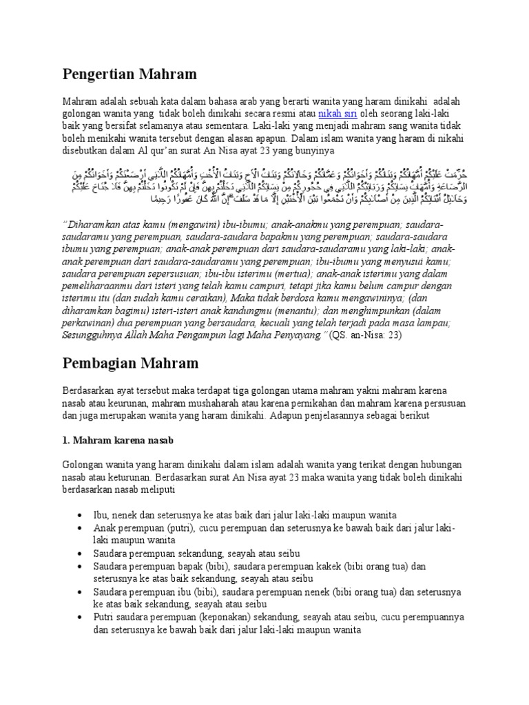 Pengertian Mahram | PDF