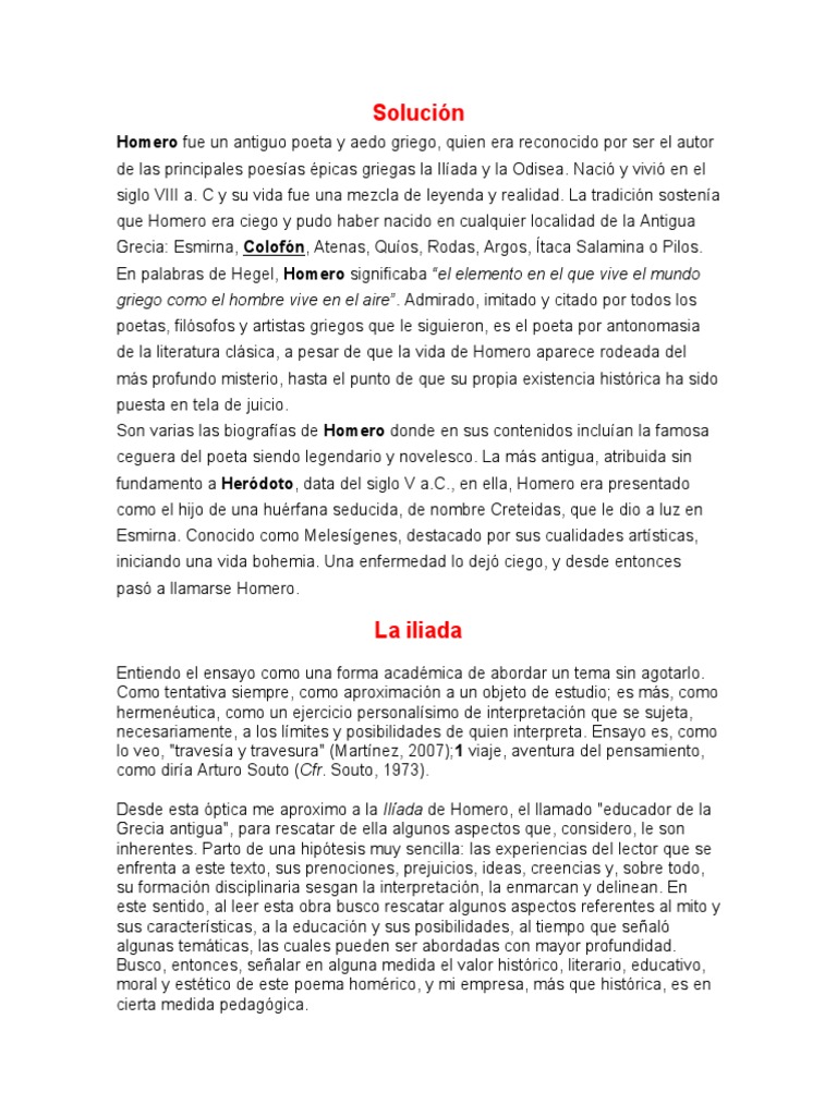 Homero: Poeta y Filósofo Griego | PDF | Homero | Odisea