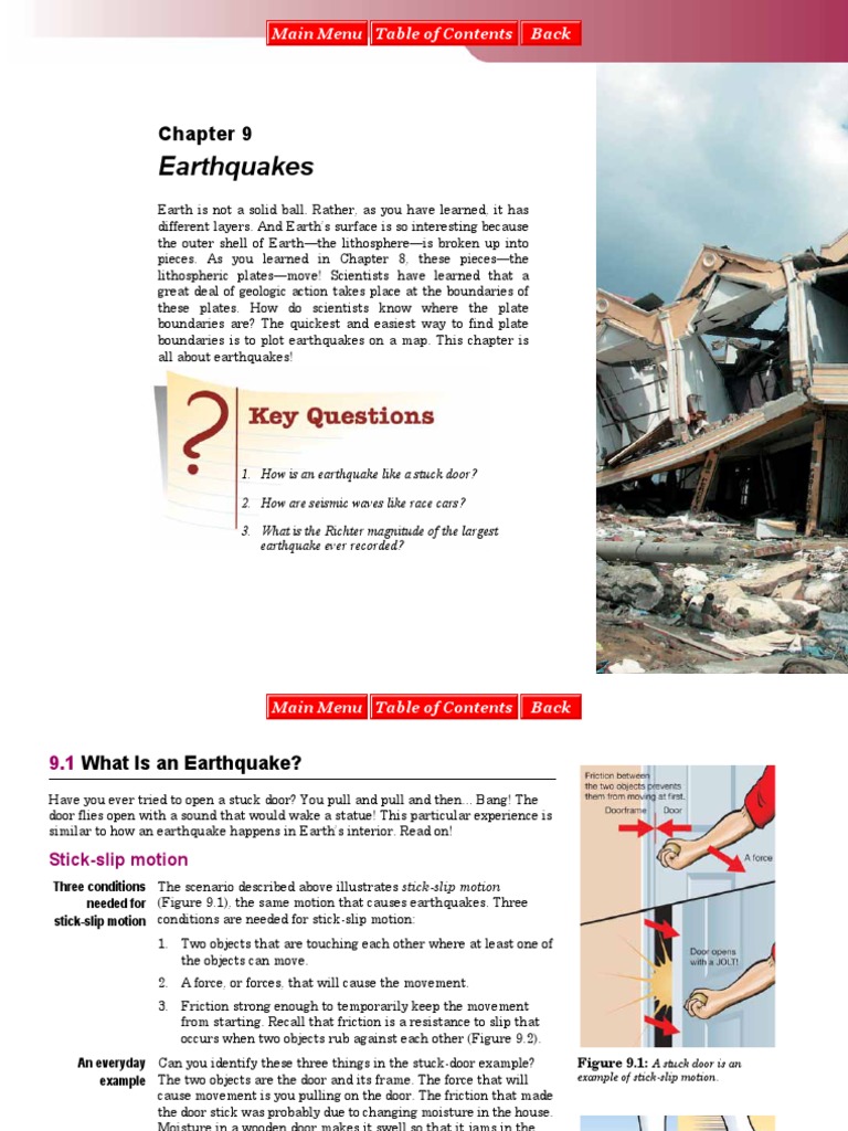 Earthquakes: Main Menu Table of Contents Back | PDF | Earthquakes ...