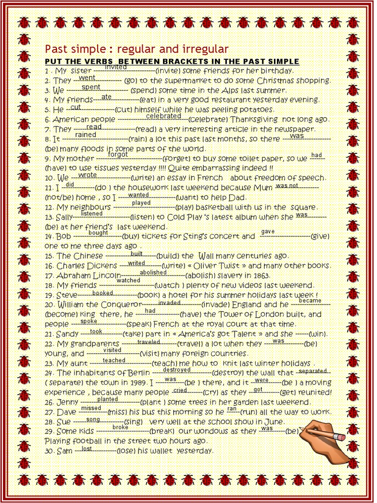 Past Simple Regular and Irregular Grammar Drills