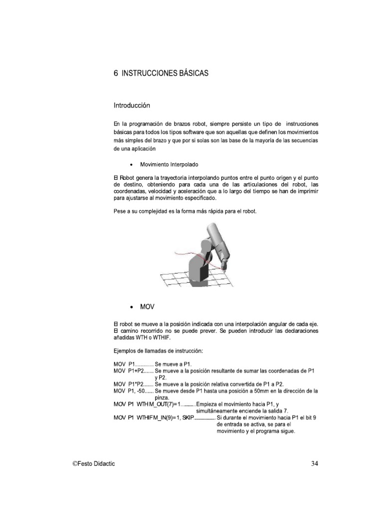 Instrucciones Basicas Del Robot | PDF