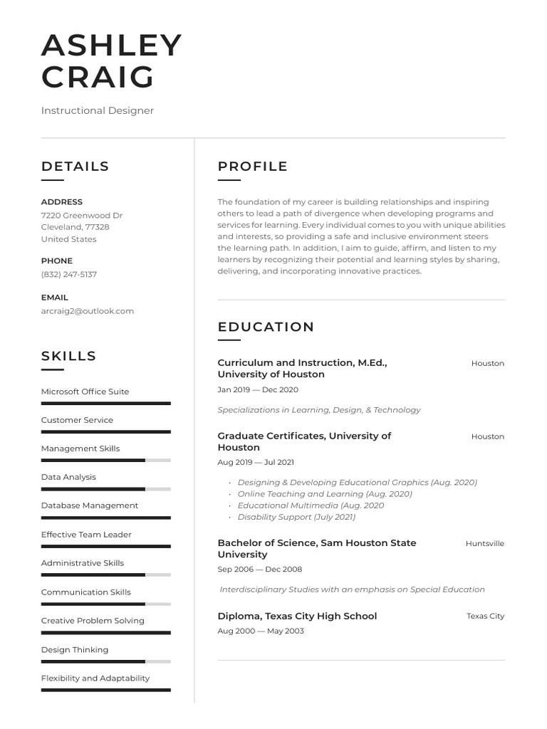 Ashley Craig CV | Download Free PDF | Individualized Education Program ...