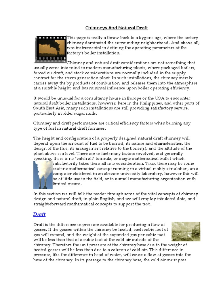 Chimneys and Natural Draft | PDF | Chimney | Atmospheric Pressure