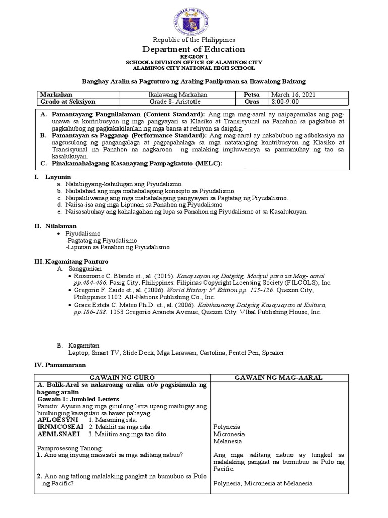 Cot-1 Ang-Piyudalismo Q2 | PDF