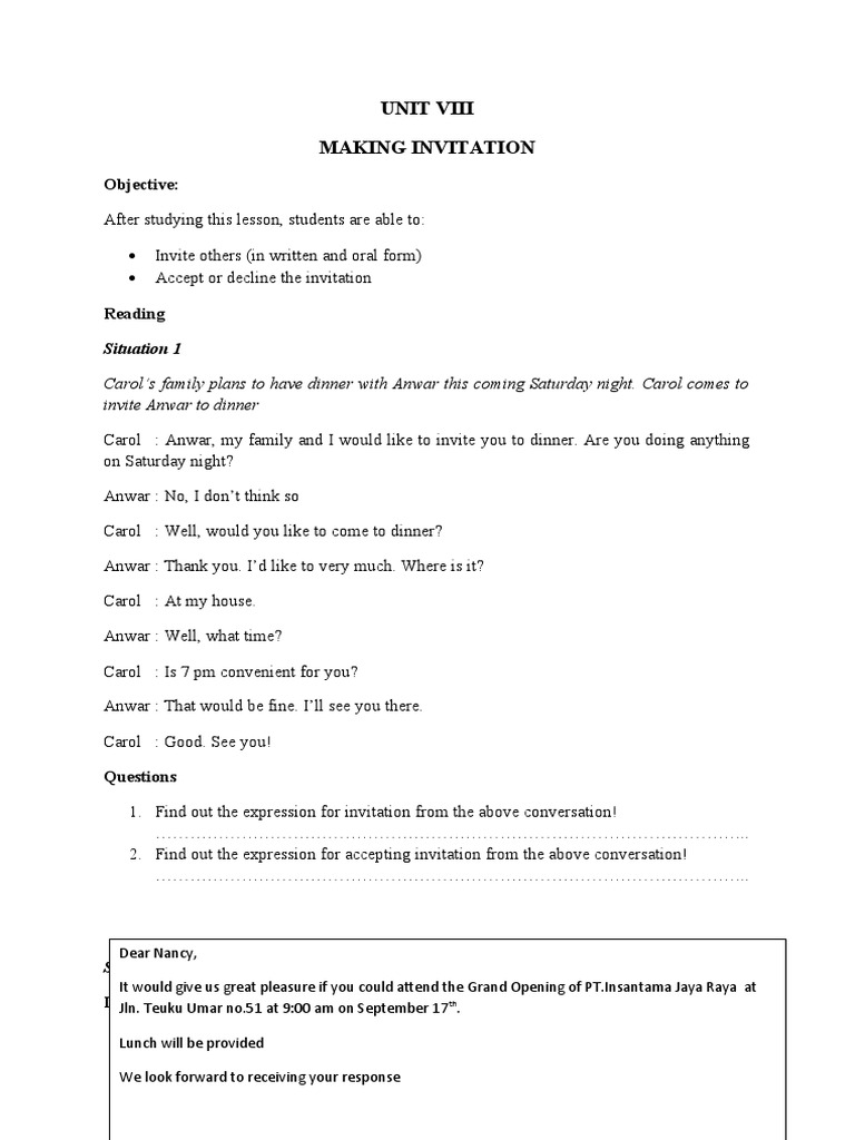 UNIT VIII - Making Invitation | PDF