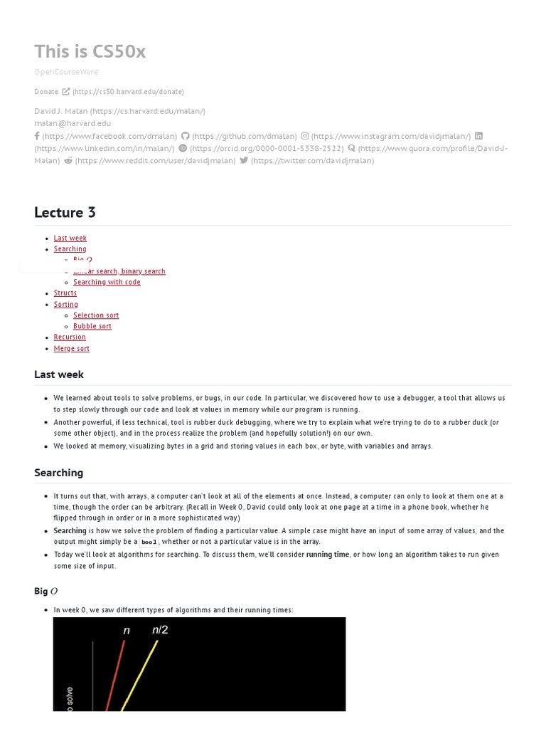 This Is CS50x: Last Week | PDF | Time Complexity | Logarithm