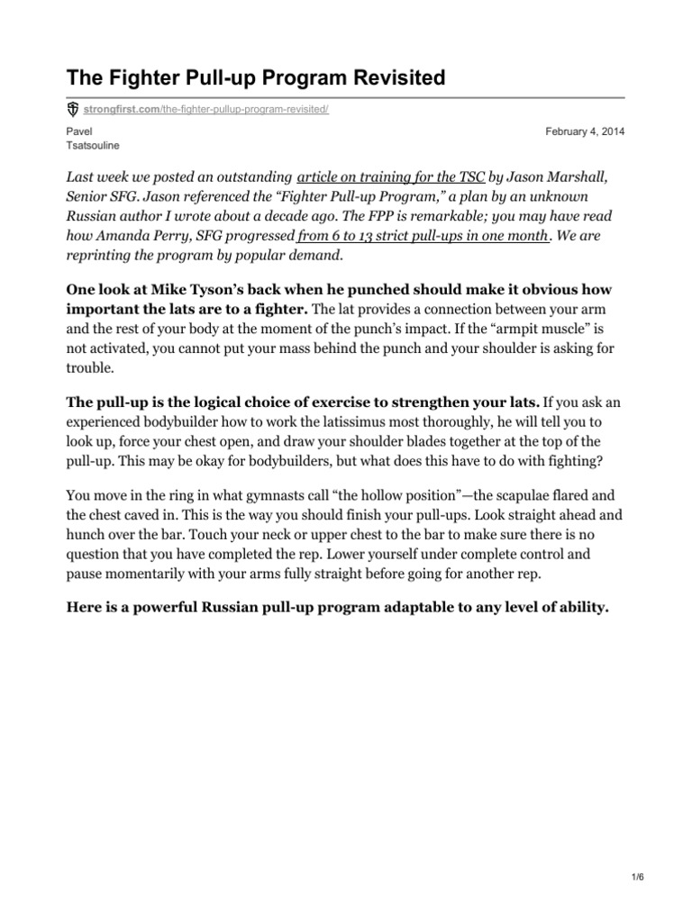 The Fighter Pull-Up Program Revisited | PDF | Recreation | Physical ...