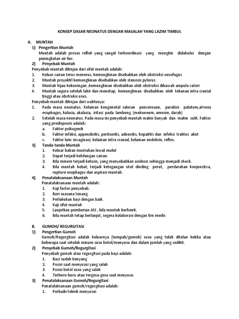 Masalah Umum Neonatus dan Penanganannya | PDF | Kesehatan Holistik