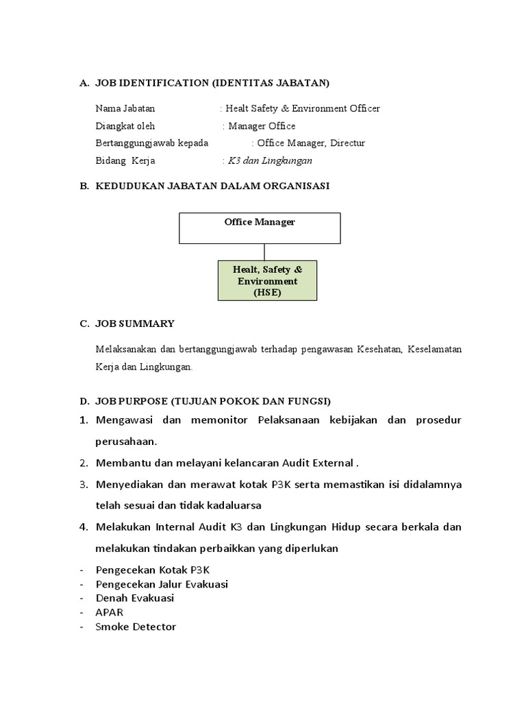 Job Desk HSE Officer dan Tanggung Jawab | PDF | Karier & Perkembangan ...