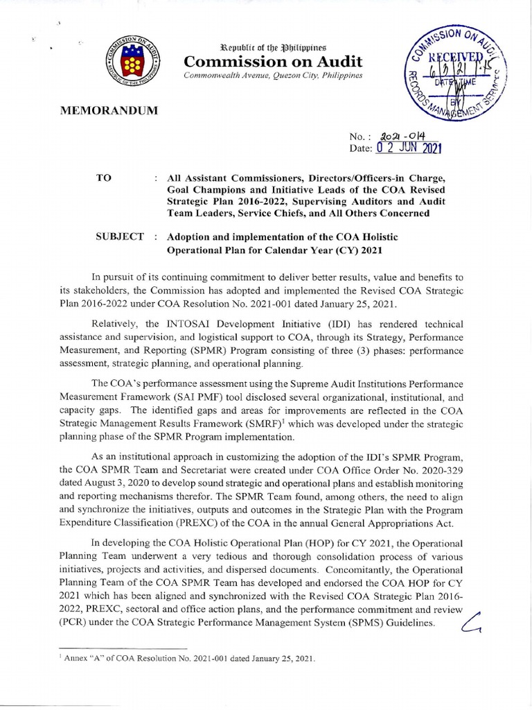 COA Memo No. 2021 014a - 0001 | PDF