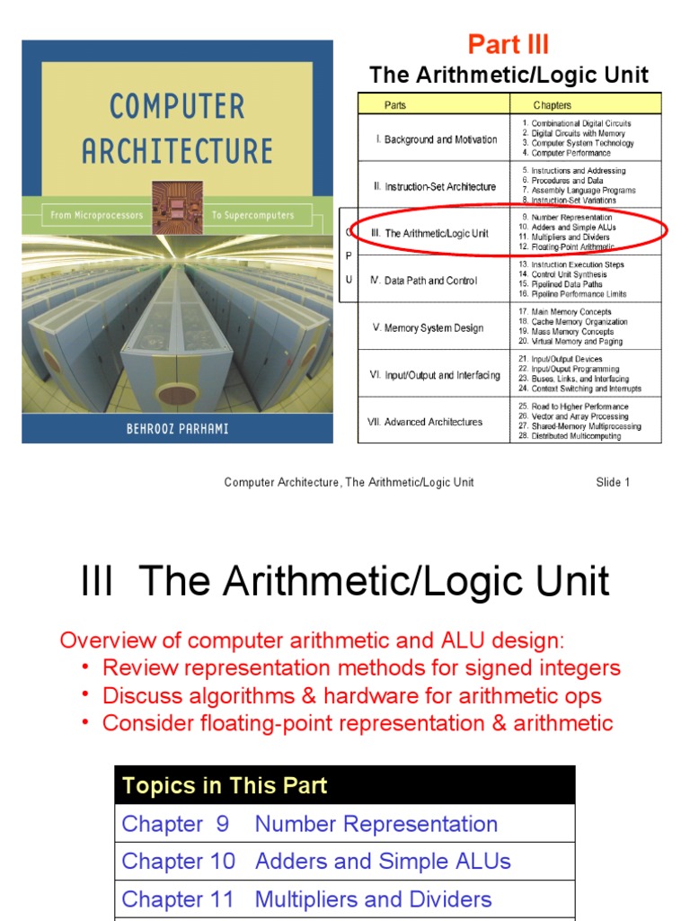 Computer Architecture, The Arithmetic/Logic Unit Slide 1 | PDF ...
