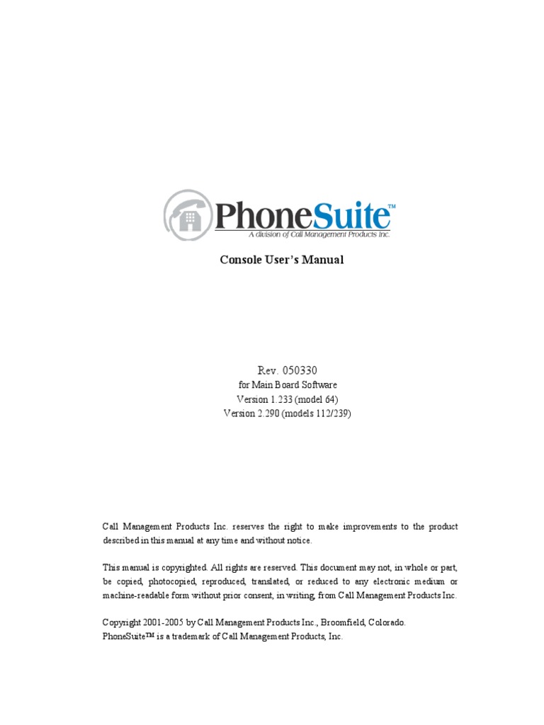 PhoneSuite Console User Manuallll | PDF | Voicemail | Telephone
