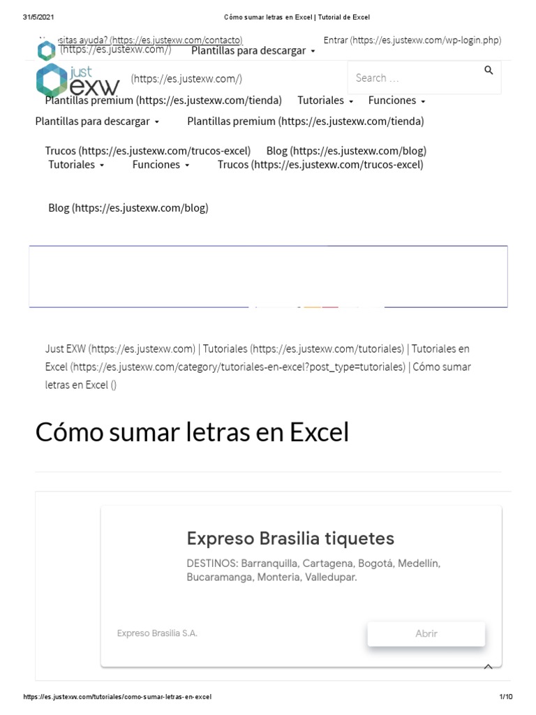 Cómo Sumar Letras en Excel - Tutorial de Excel | PDF | Software de ...