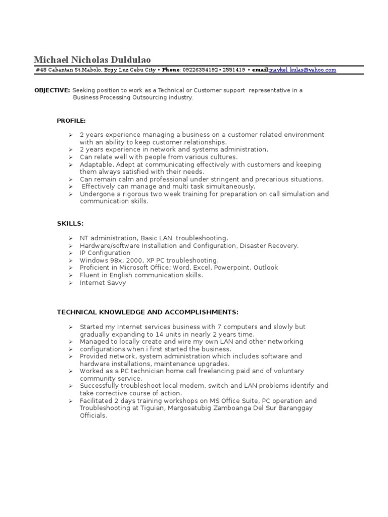 Michael Nicholas Duldulao | PDF | Personal Computers | System Administrator