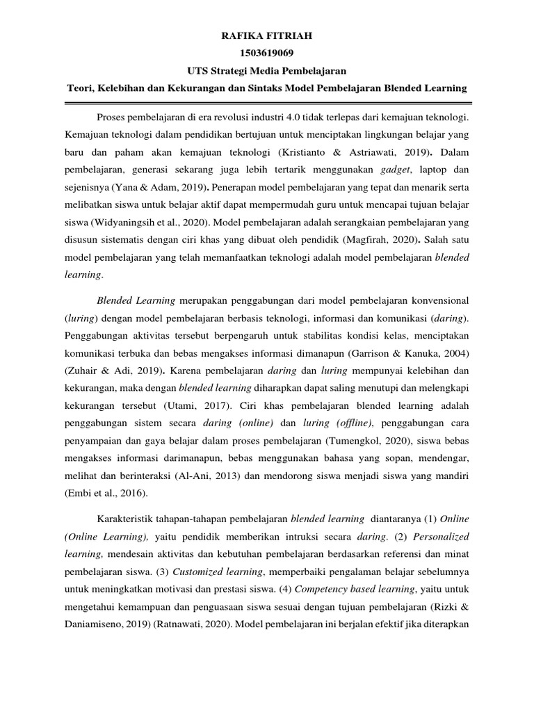 Teori, Kelebihan Dan Kekurangandan Sintaks Model Pembelajaran Blended ...