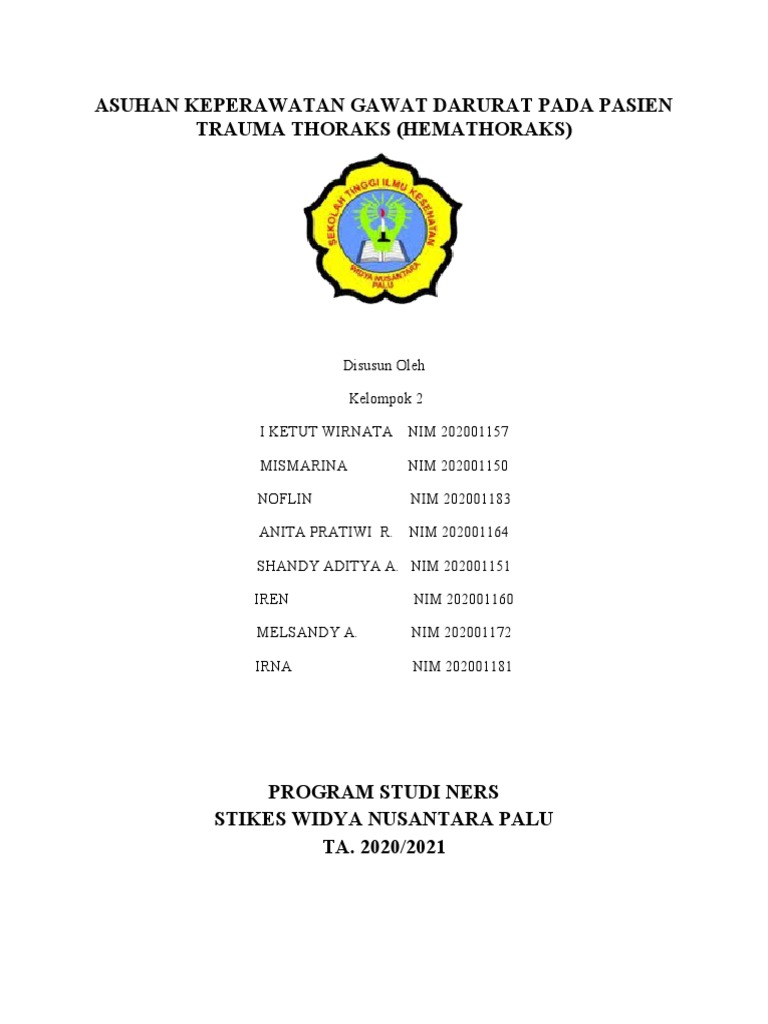 Asuhan Keperawatan Gawat Darurat Pada Trauma Thorak | PDF