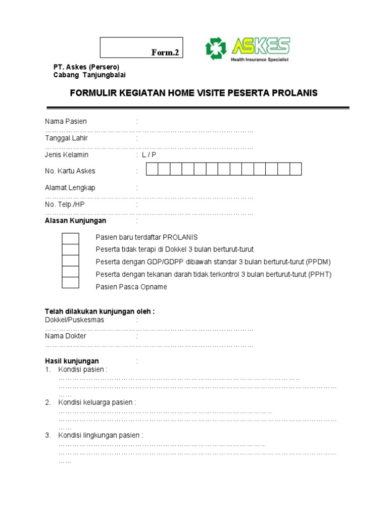 2.formulir Kegiatan Home Visit | PDF