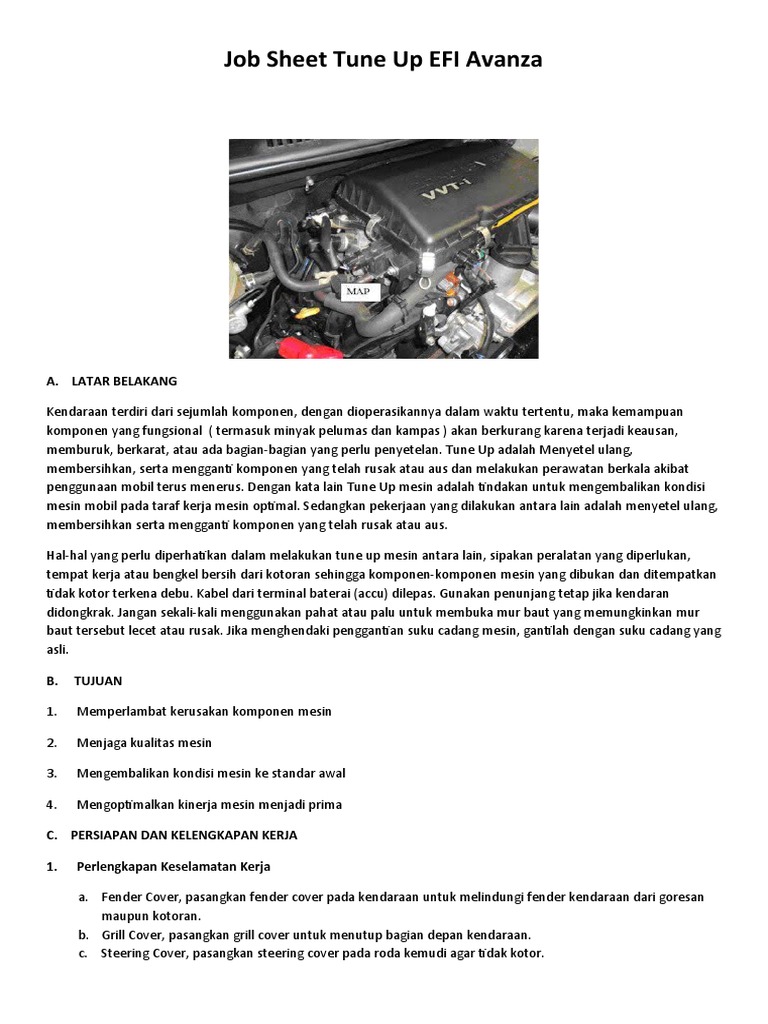 Job Sheet Tune Up EFI Avanza | PDF