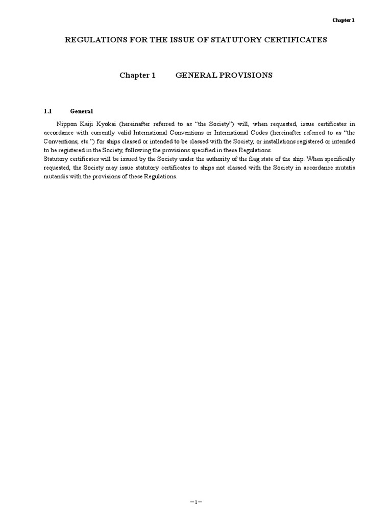 Regulations For The Issue of Statutory Certificates: 1.1 General | PDF ...