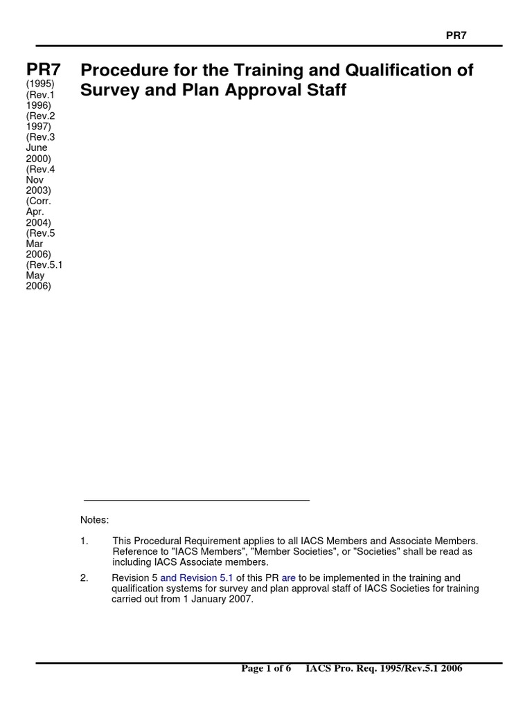 PR7 Procedure For The Training and Qualification of Survey and Plan Approval Staff PR7 | PDF ...