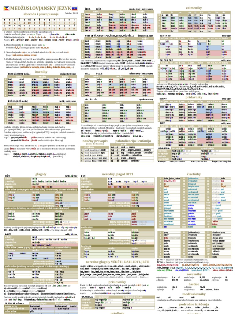 Grammar Table Interslavic | PDF