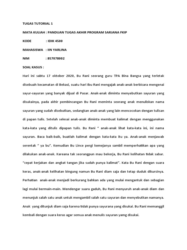 Tugas Tutorial 1 Tap Paud | PDF