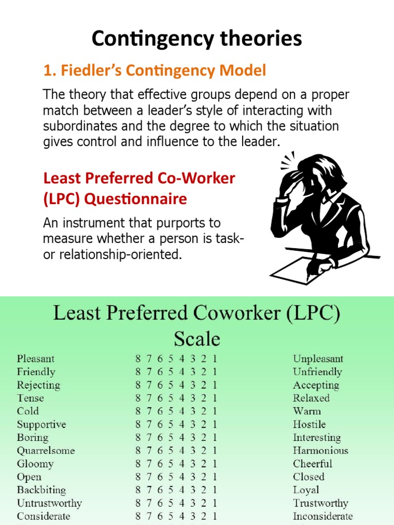 Contingency Theories: 1. Fiedler's Contingency Model | PDF | Influence ...