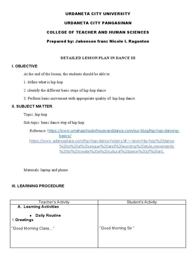 Hip-Hop Dance Lesson Plan for Beginners | PDF | Hip Hop Music | Dances