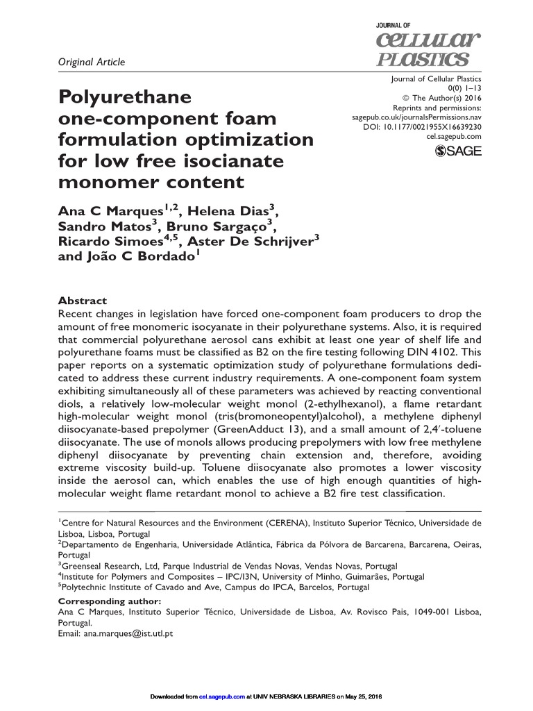 PU One Component Foam Formulation | Download Free PDF | Polyurethane ...