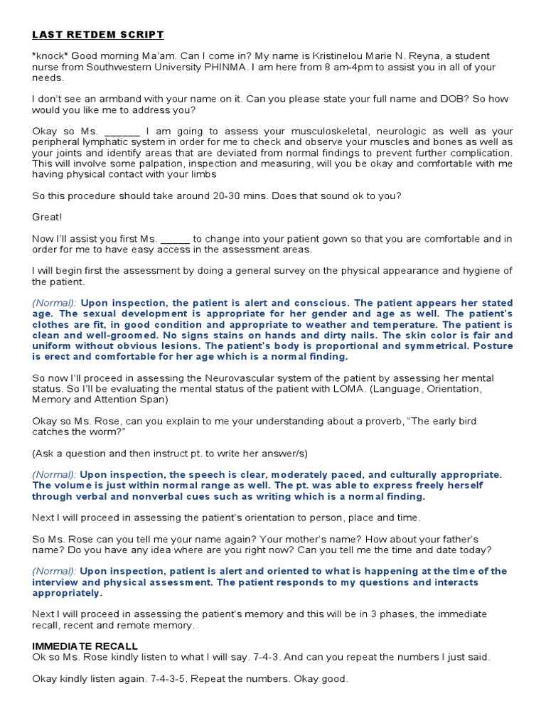 Retdem Script Neuro | PDF | Recall (Memory) | Coma