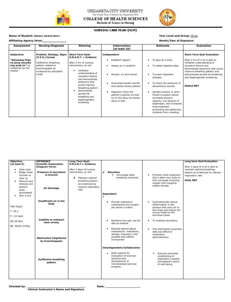 NCP-Ineffective Breathing Pattern-Manaois | PDF | Respiratory System ...