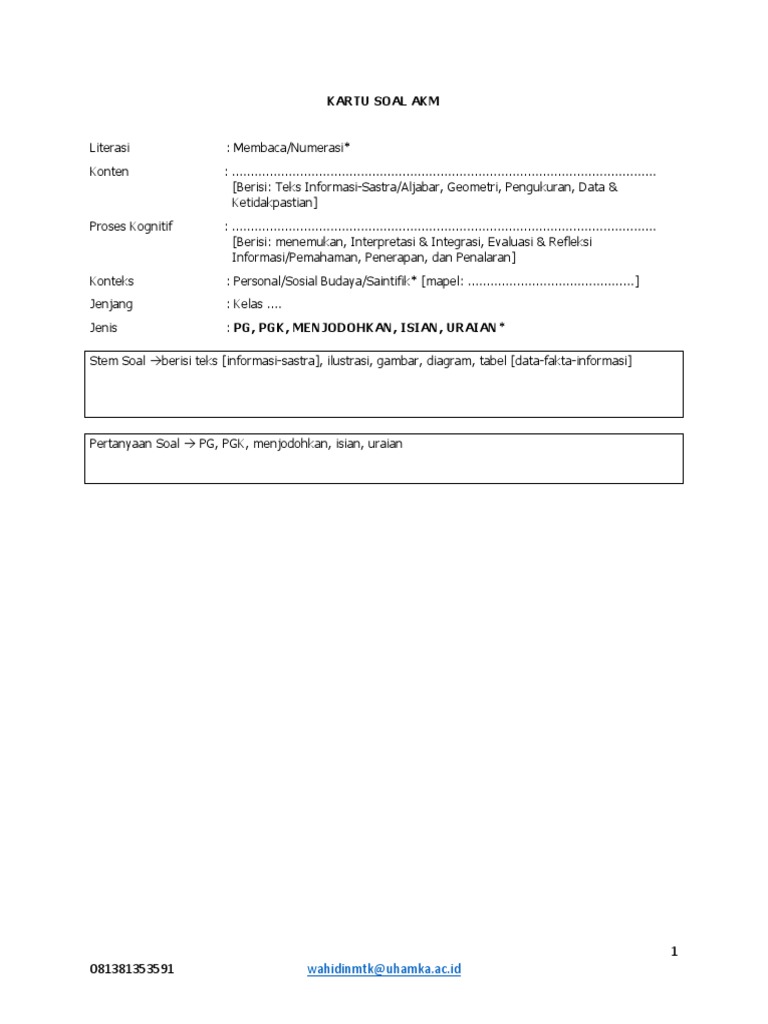 Kisi-Kisi Soal Akm | PDF | Karier & Perkembangan | Seni