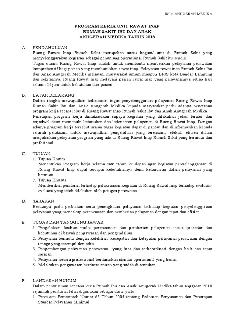 Program Kerja Ruang Rawat Inap | PDF Program Kerja Ruang Rawat Inap | PDF